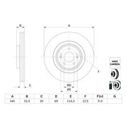 Bosch Bremsscheibe 0986479g26 bel&uuml;ftet 345mm 30mm f&uuml;r KIA