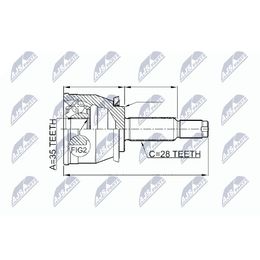 NTY Gelenksatz, Antriebswelle npzdw026 Vorderachse links f&uuml;r SSANGYONG