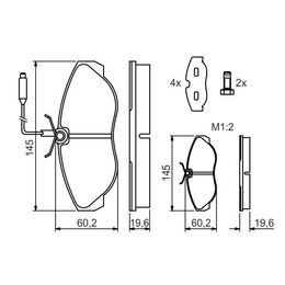 Bosch Bremsbelagsatz, Scheibenbremse 0986424030 f&uuml;r Peugeot DAF LANCIA Fiat