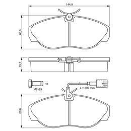 Bosch Bremsbelagsatz, Scheibenbremse 0986424556 f&uuml;r Peugeot Fiat LANCIA