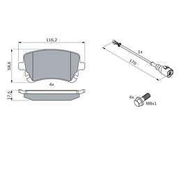 Bosch Bremsbelagsatz, Scheibenbremse 0986494108 f&uuml;r VW