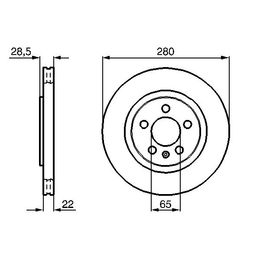 Bosch Bremsscheibe 0986478542 innenbel&uuml;ftet 280mm 22mm f&uuml;r VW