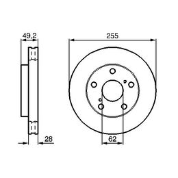 Bosch Bremsscheibe 0986478726 innenbel&uuml;ftet 255mm 28mm f&uuml;r TOYOTA
