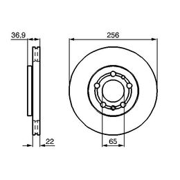Bosch Bremsscheibe 0986478988 innenbel&uuml;ftet 256mm 22mm f&uuml;r Audi VW