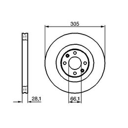 Bosch Bremsscheibe 0986479024 bel&uuml;ftet 305mm 28mm f&uuml;r Peugeot