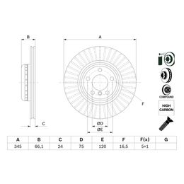 Bosch Bremsscheibe 0986479e06 bel&uuml;ftet 345mm 24mm f&uuml;r BMW