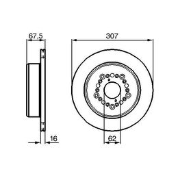 Bosch Bremsscheibe 0986479023 bel&uuml;ftet 306,7mm 16mm f&uuml;r LEXUS