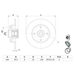 Bosch Bremsscheibe 0986479278 voll 240mm 8mm f&uuml;r DACIA RENAULT