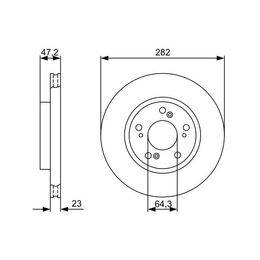 Bosch Bremsscheibe 0986479365 bel&uuml;ftet 281,5mm 23mm f&uuml;r HONDA