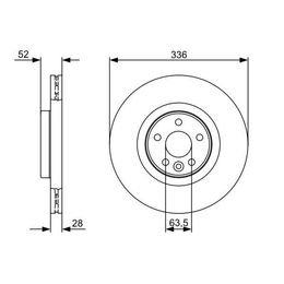Bosch Bremsscheibe 0986479395 bel&uuml;ftet 336mm 28mm f&uuml;r Volvo