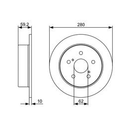 Bosch Bremsscheibe 0986479520 voll 280mm 10mm f&uuml;r TOYOTA