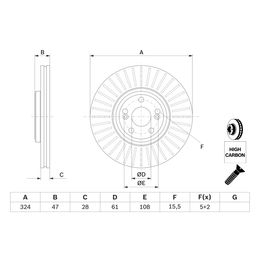 Bosch Bremsscheibe 0986479565 bel&uuml;ftet 324mm 28mm f&uuml;r RENAULT