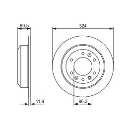 Bosch Bremsscheibe 0986479598 voll 324mm 12mm f&uuml;r KIA
