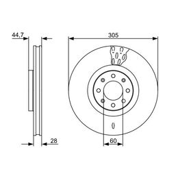 Bosch Bremsscheibe 0986479531 bel&uuml;ftet 305mm 28mm f&uuml;r Fiat
