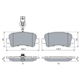 Bosch Bremsbelagsatz, Scheibenbremse 0986494500 f&uuml;r HOLDEN CHEVROLET Opel Vaughall RENAULT NISSAN DACIA