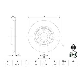 Bosch 0986479d99 bel&uuml;ftet 292mm 22mm f&uuml;r ALFA ROMEO Fiat JEEP