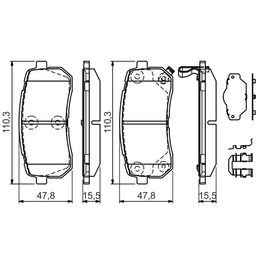 Bosch Bremsbelagsatz, Scheibenbremse 0986494608 f&uuml;r HYUNDAI KIA