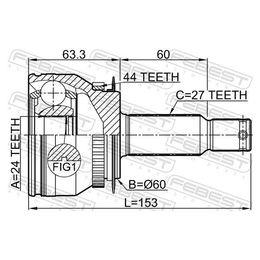 FEBEST Gelenksatz, Antriebswelle 2210cer15a44 Vorderachse f&uuml;r HYUNDAI