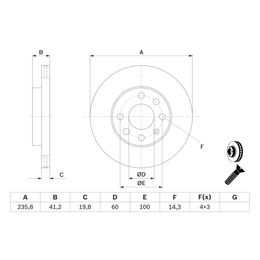 Bosch Bremsscheibe 0986479b84 bel&uuml;ftet 240mm 20mm f&uuml;r Opel Vaughall