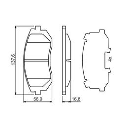 Bosch Bremsbelagsatz, Scheibenbremse 0986494653 f&uuml;r Subaru