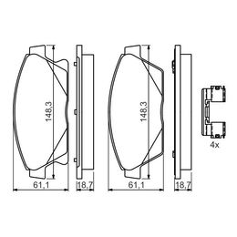 Bosch Bremsbelagsatz, Scheibenbremse 0986494657 f&uuml;r HOLDEN CADILLAC