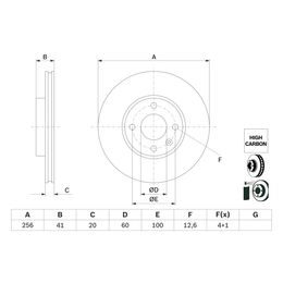 Bosch Bremsscheibe 0986479g83 bel&uuml;ftet 256mm 20mm f&uuml;r Vaughall