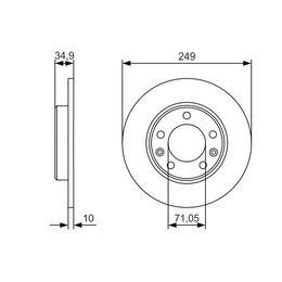 Bosch Bremsscheibe 0986479c23 voll 249mm 10mm f&uuml;r Peugeot