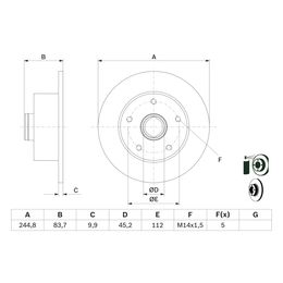 Bosch Bremsscheibe 0986479b48 voll 245mm 10mm f&uuml;r VW