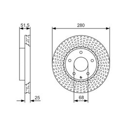 Bosch Bremsscheibe 0986479c36 bel&uuml;ftet 280mm 25mm f&uuml;r MAZDA