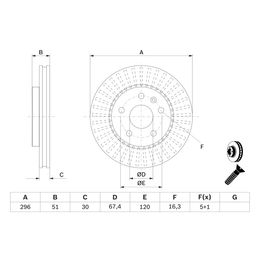 Bosch Bremsscheibe 0986479c65 bel&uuml;ftet 296mm 30mm f&uuml;r Opel Vaughall CHEVROLET