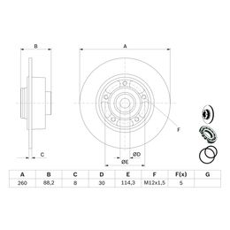 Bosch Bremsscheibe 0986479c88 voll 260mm 8mm f&uuml;r RENAULT DACIA