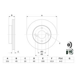 Bosch Bremsscheibe 0986479g92 bel&uuml;ftet 231mm 20mm f&uuml;r Suzuki