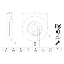 Bosch Bremsscheibe 0986479407 bel&uuml;ftet 295mm 28mm f&uuml;r Mercedes