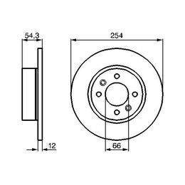 Bosch Bremsscheibe 0986478390 voll 254mm 12mm f&uuml;r RENAULT