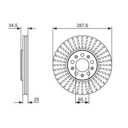 Bosch Bremsscheibe 0986479914 Hinterachse bel&uuml;ftet 288mm 25mm f&uuml;r Audi VW