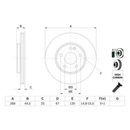 Bosch Bremsscheibe 0986479234 bel&uuml;ftet 288mm 25mm f&uuml;r Mercedes