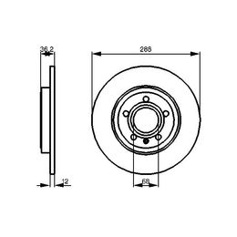 Bosch Bremsscheibe 0986479252 voll 288mm 12mm f&uuml;r VW