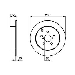 Bosch Bremsscheibe 0986479242 voll 280mm 10mm f&uuml;r TOYOTA