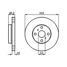 Bosch Bremsscheibe 0986478578 innenbel&uuml;ftet 255mm 22mm f&uuml;r TOYOTA GREAT WALL