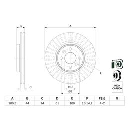 Bosch Bremsscheibe 0986478590 bel&uuml;ftet 280mm 24mm f&uuml;r MG DACIA RENAULT