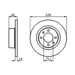 Bosch Bremsscheibe 0986478981 voll 276mm 14mm f&uuml;r Peugeot