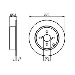 Bosch Bremsscheibe 0986479149 voll 279mm 9mm f&uuml;r TOYOTA