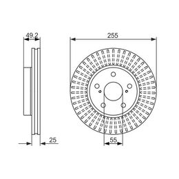 Bosch Bremsscheibe 0986479663 bel&uuml;ftet 255mm 25mm f&uuml;r LEXUS