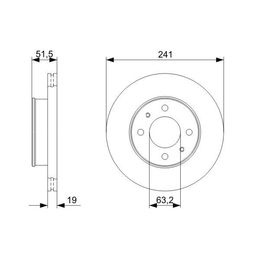 Bosch Bremsscheibe 0986479377 bel&uuml;ftet 241mm 19mm f&uuml;r KIA HYUNDAI
