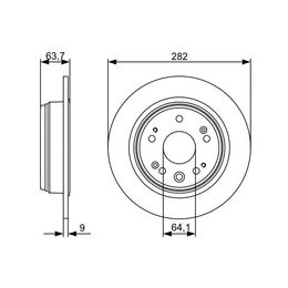 Bosch Bremsscheibe 0986479505 voll 282mm 9mm f&uuml;r HONDA