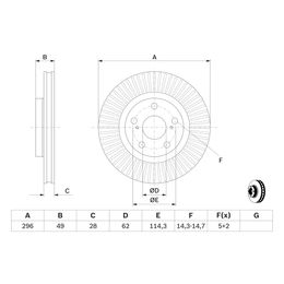 Bosch Bremsscheibe 0986479768 innenbel&uuml;ftet 296mm 28mm f&uuml;r TOYOTA LEXUS