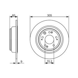 Bosch Bremsscheibe 0986479740 voll 305mm 9mm f&uuml;r HONDA