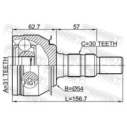 FEBEST Gelenksatz, Antriebswelle 1010j309 Vorderachse f&uuml;r GM