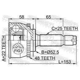 FEBEST Gelenksatz, Antriebswelle 1210012a48 Vorderachse f&uuml;r HYUNDAI