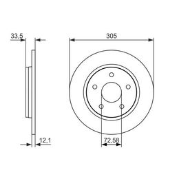 Bosch Bremsscheibe 0986479050 voll 305mm 12mm f&uuml;r DODGE Fiat LANCIA VW